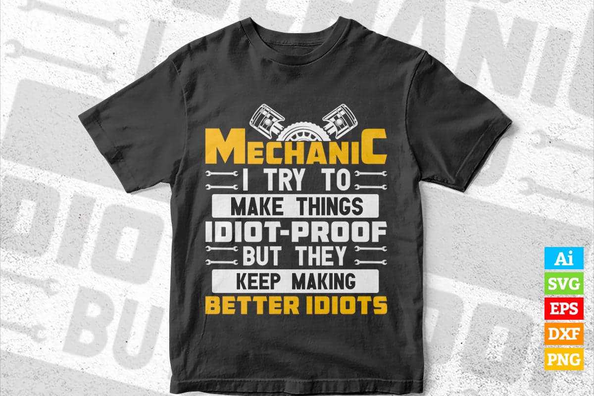 Funny Mechanic Design For Men Dad Car Garage Vector T-shirt Design Svg ...