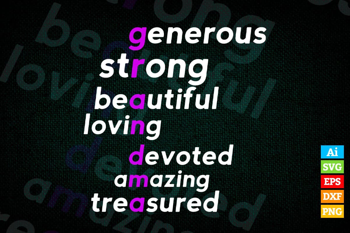 Grandma Letters Cute for Grandmother Vector T-shirt Design in Svg File ...