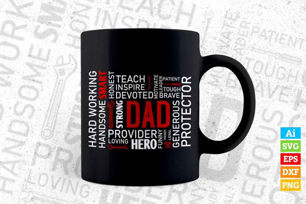 Hard Working Handsome Smart Dad Father's Day Vector T-shirt Design Svg ...