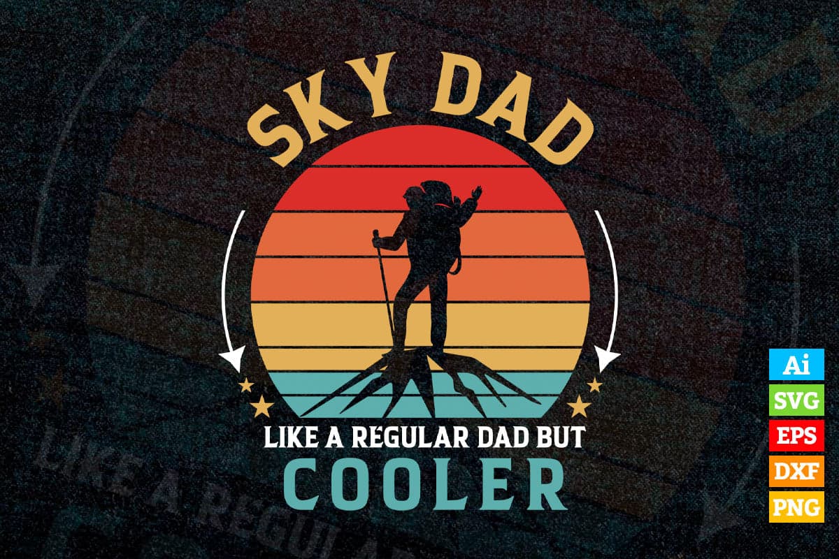 Ski Dad Like A Normal Dad But Cooler Jumper Vintage Vector T shirt ...