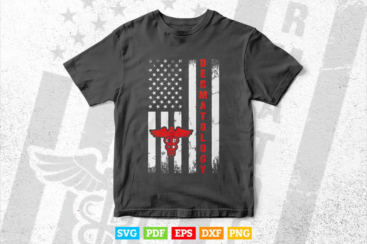 Vintage USA Dermatology Doctor American Flag Dermatologist Svg Png Fil ...